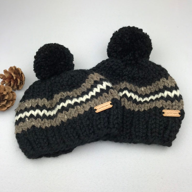 Knit Hat for Boy - Black Beanie With Pom - Toddler and Child Sizes ...