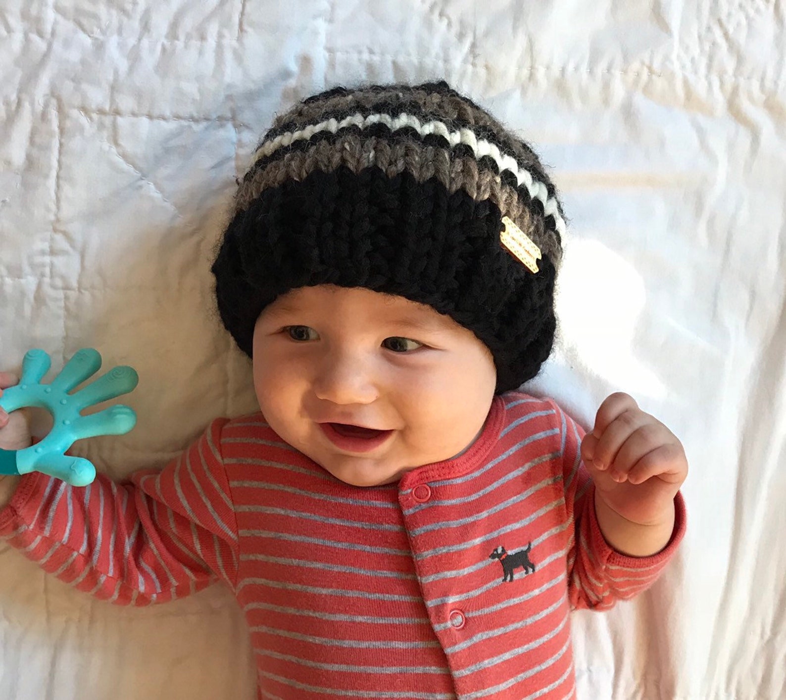 Knit Hat for Boy Black Beanie With Pom Toddler and Child - Etsy