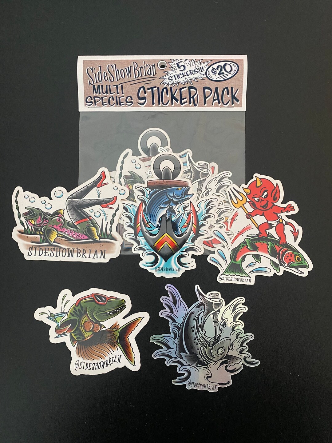 Multi-species Angler Sticker Pack by Side Show Brian. 5 Stickers From ...