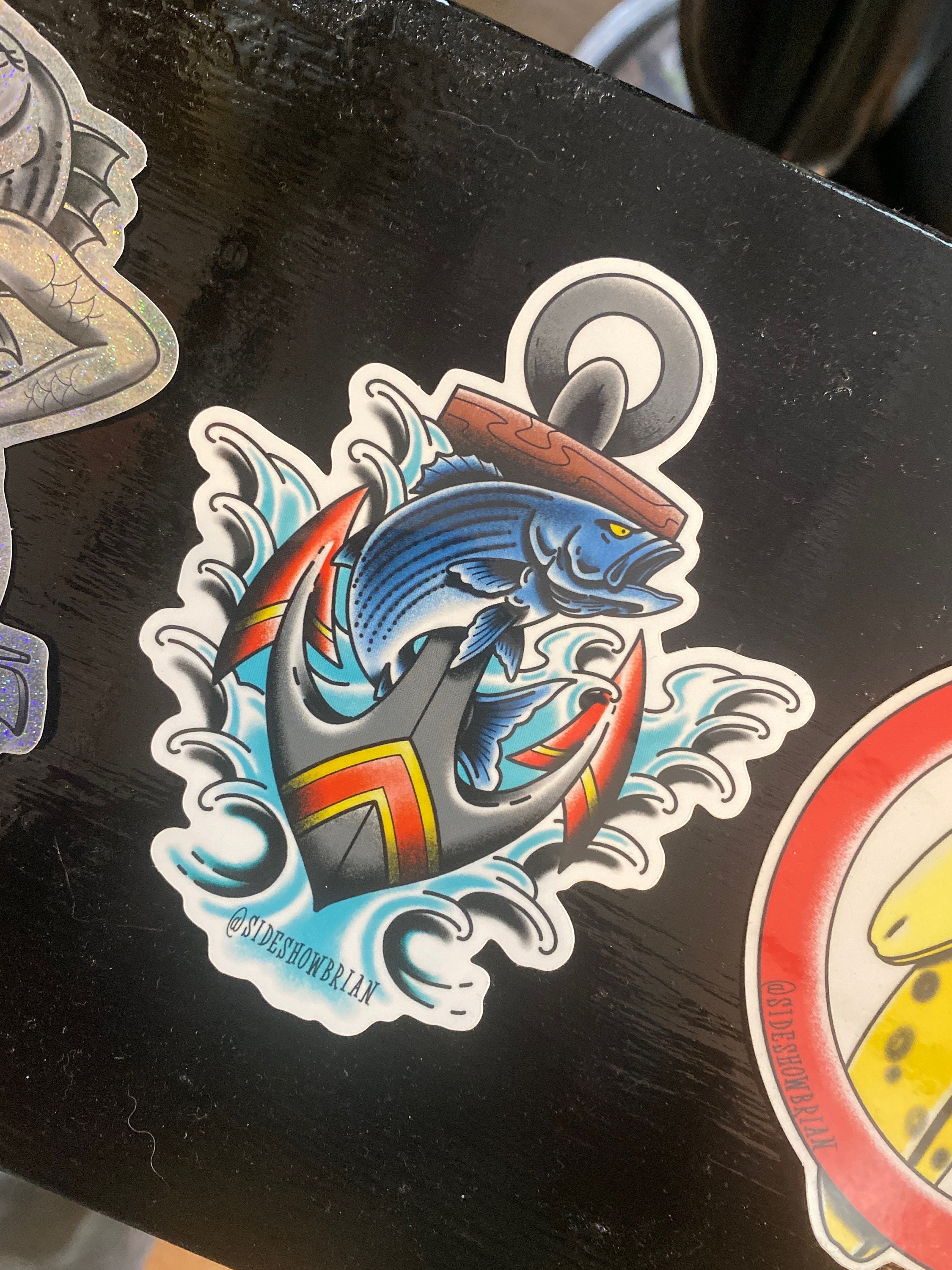 Striper Anchor, Vinyl Tattoo Inspired Striped Bass Fishing Sticker ...