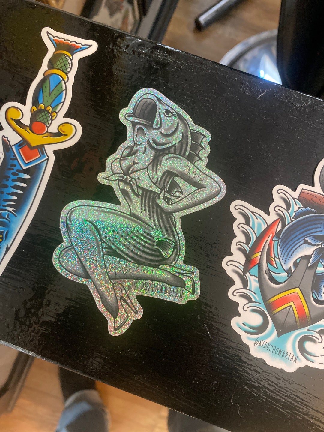 Striper Stripper, Crushed Glitter Vinyl Tattoo Inspired Reverse Mermaid ...