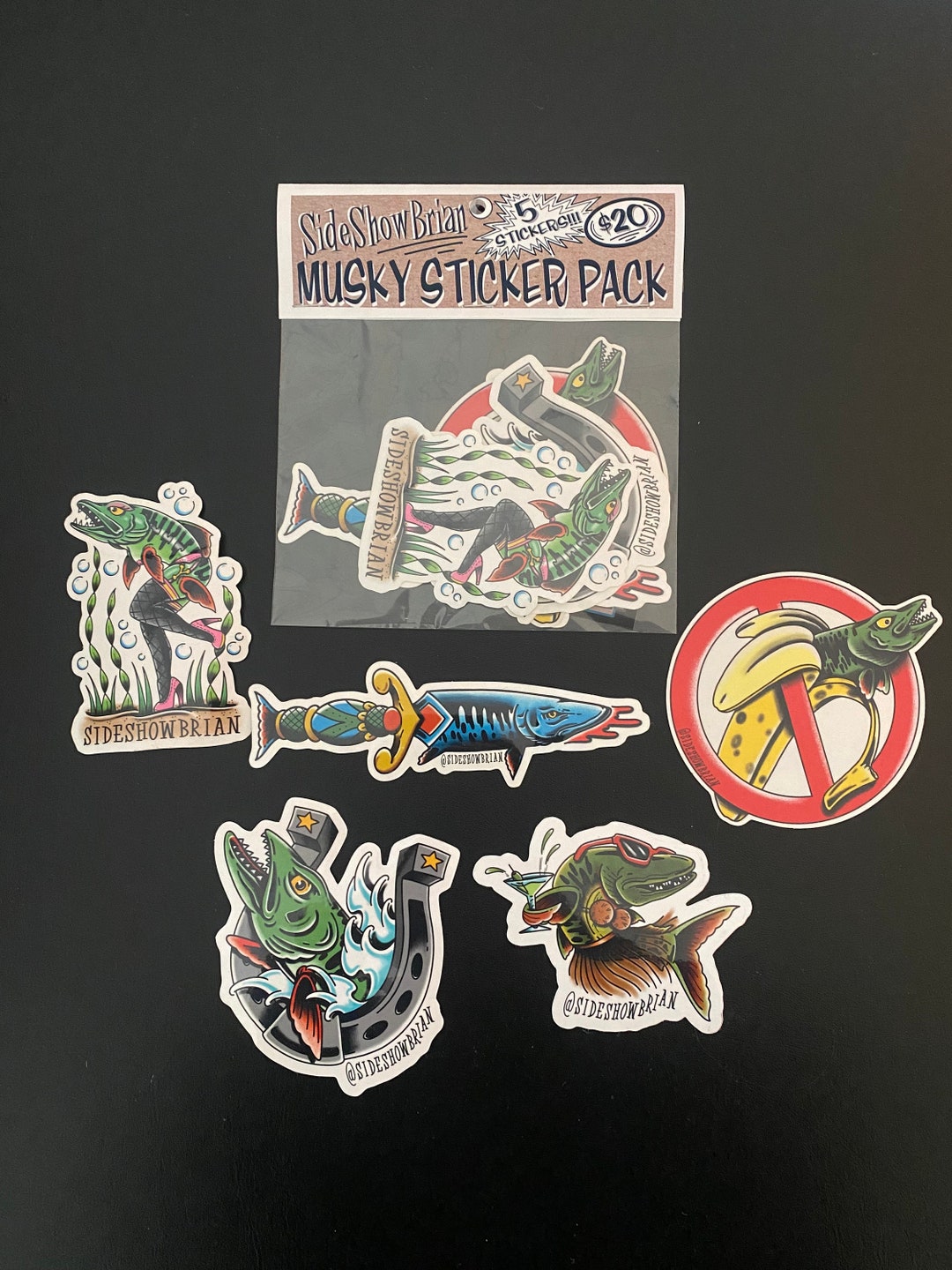 Musky Sticker Pack by Side Show Brian Tattooer. 5 Different Muskie ...