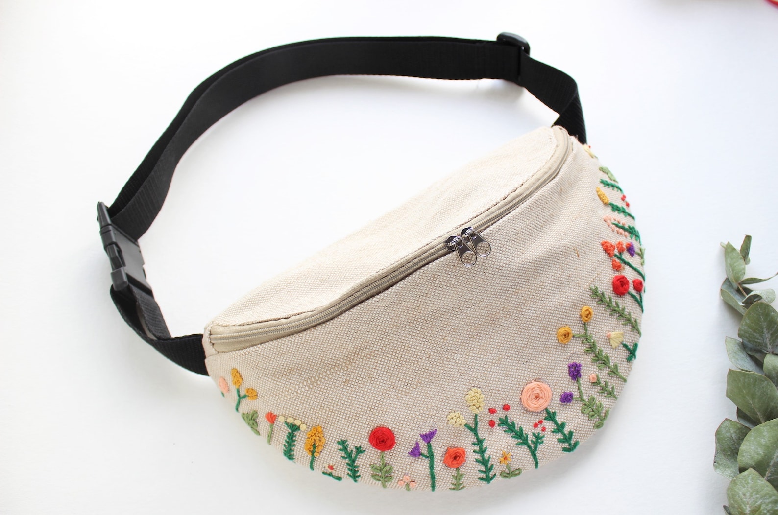 Embroidered Fanny Pack Festival Waist Bag Flowers Embroidery - Etsy