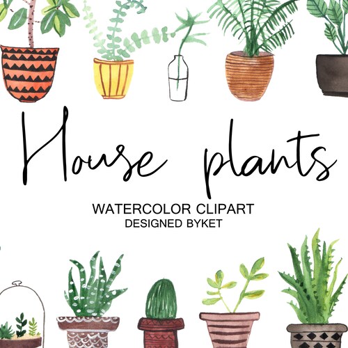Watercolor House Plants Clip Art Indoor Plants Potted Plant - Etsy