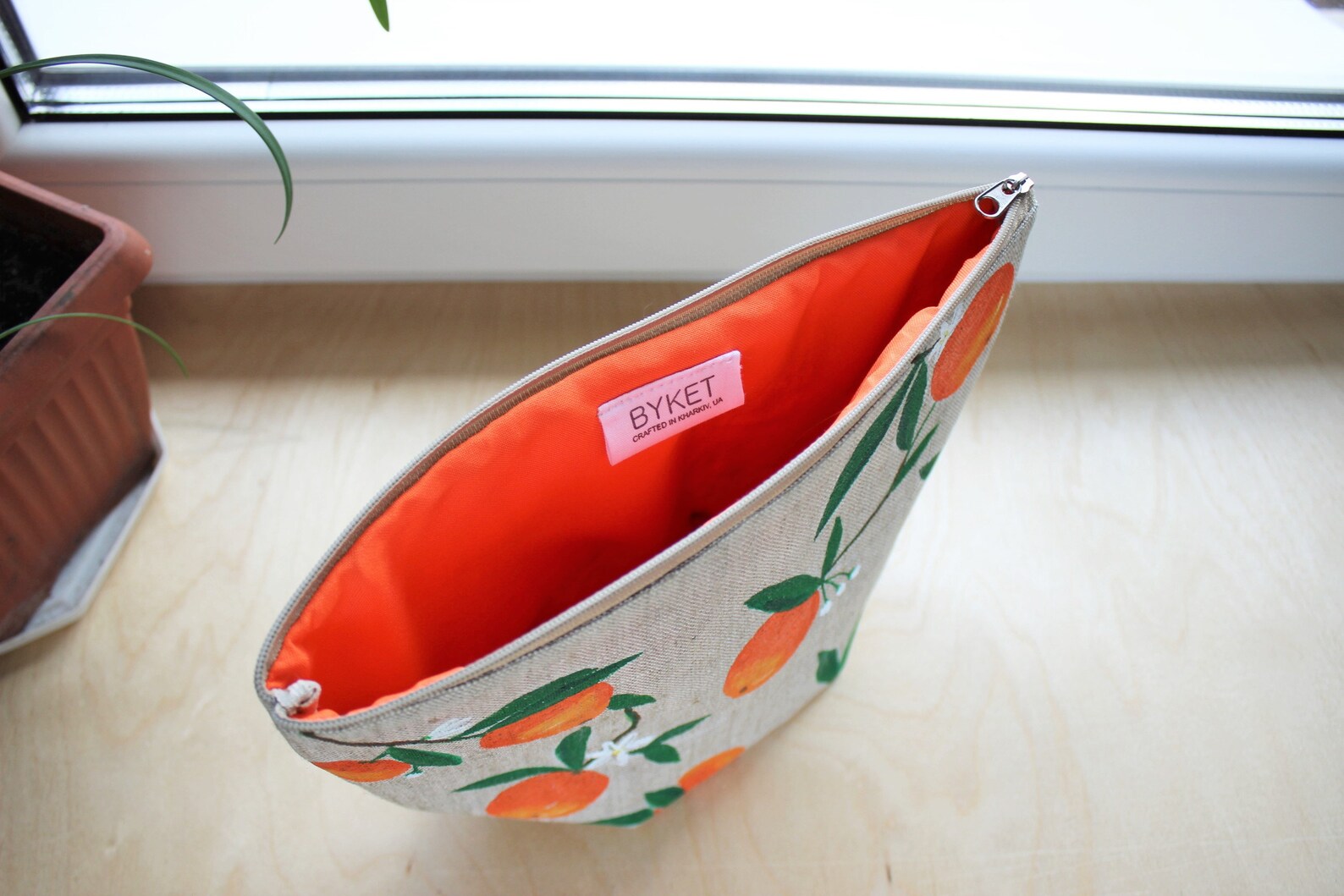 Large Makeup Bag Orange Cosmetic Bag Citrus Zip Pouch Fruits - Etsy