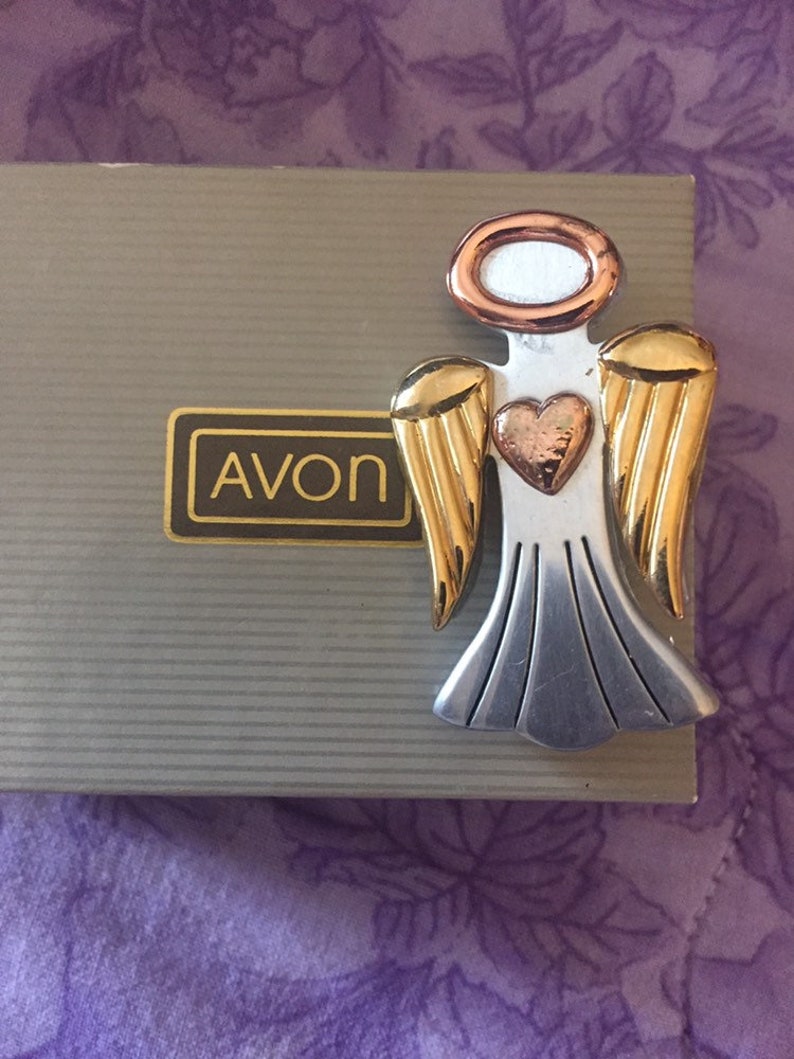 Vintage Avon Angel Pin Brooch With Heart Accent and Box - Etsy