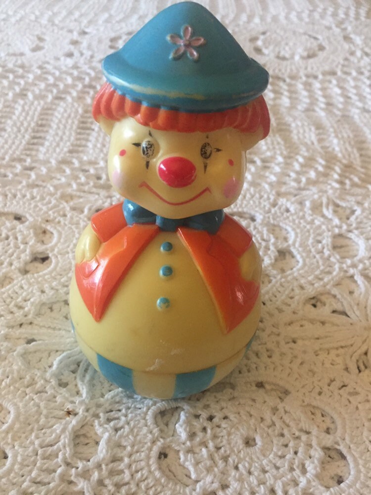 Vintage Roly Poly Clown Toy Musical Retro Collectible | Etsy