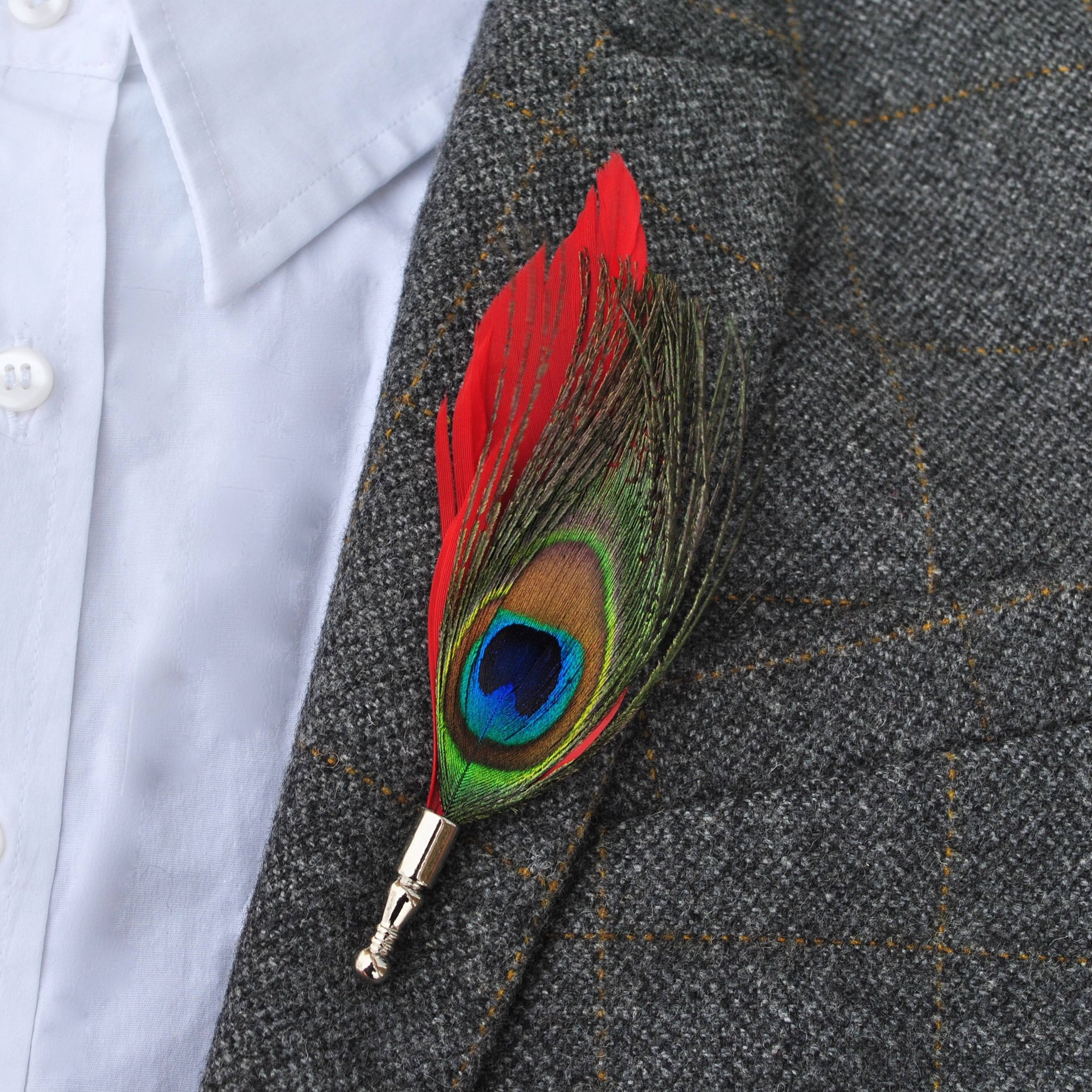 Peacock Lapel Pin Lapel Flower Feather Lapel Pin Groom Etsy