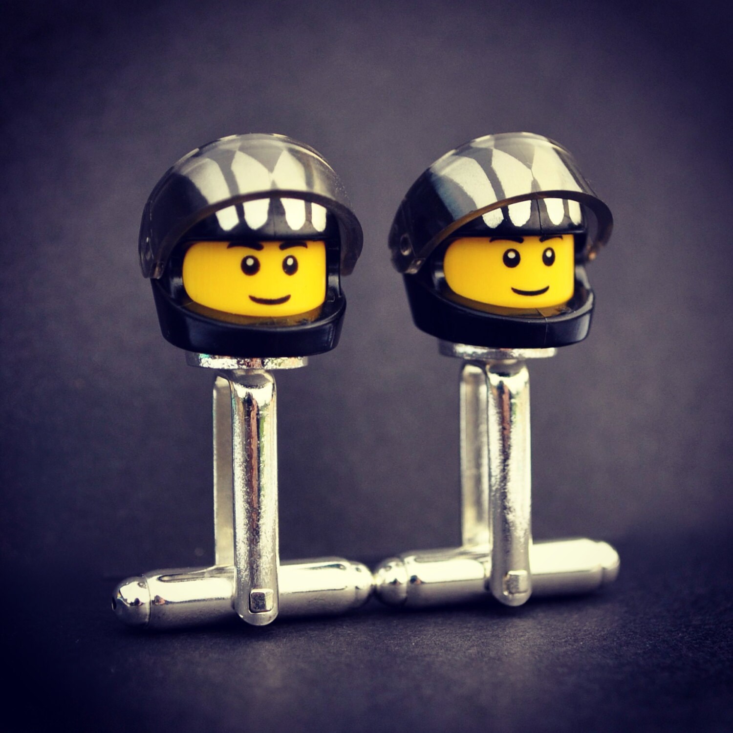 LEGO ® Helmet Biker Minifigure Cufflinks BLACK PATTERN | Etsy