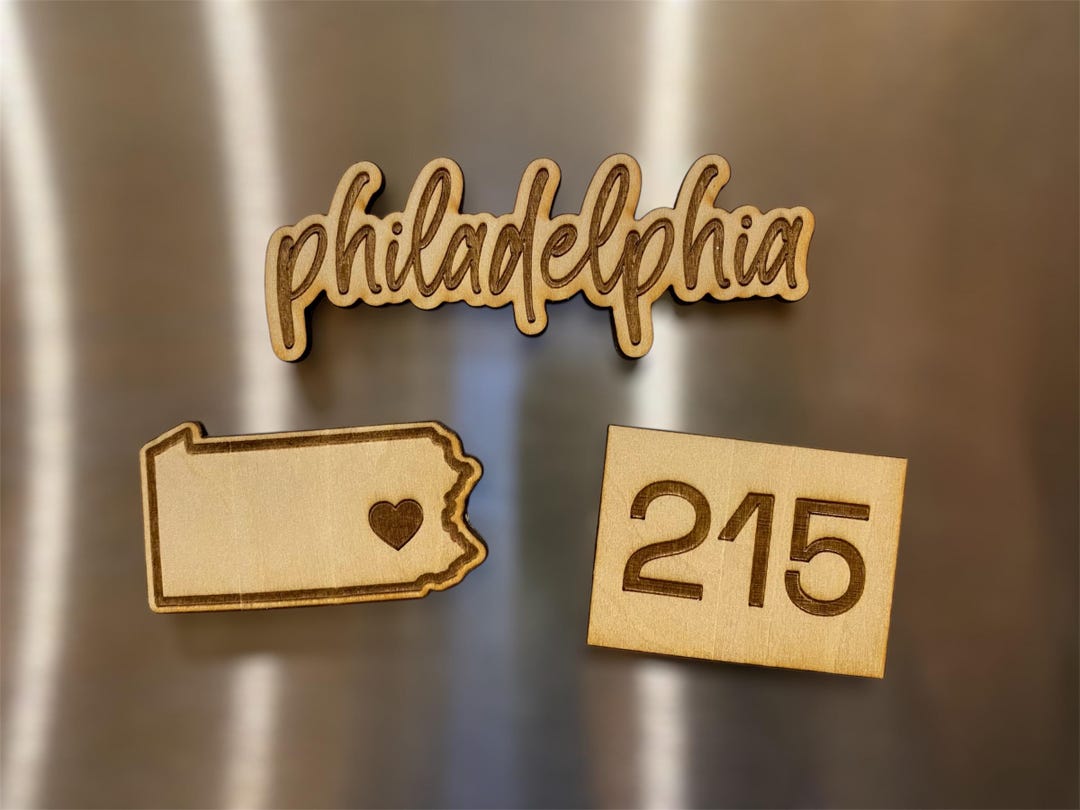 Philadelphia Magnet Set, Hometown, 215, Wooden Magnets - Etsy