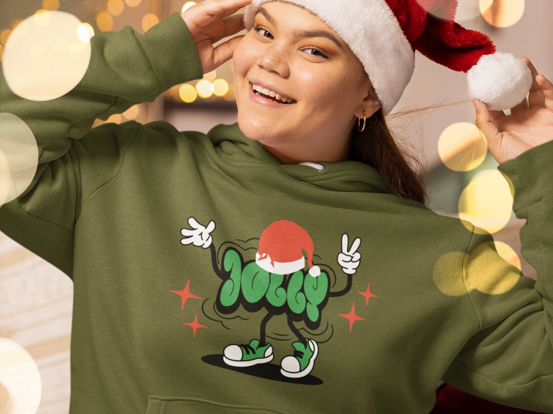 Christmas Animated Hoodie Unique Festive Wear Jolly Cartoon - Etsy