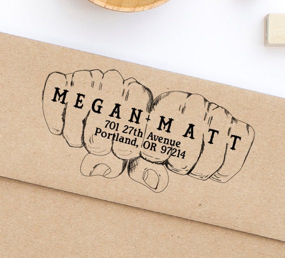 Tattoo Stamp Custom Address Stamp Fist Stamp Rock and Roll | Etsy