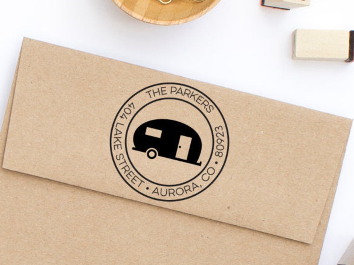 Camper Return Address Stamp Camping Stamp Personalized - Etsy