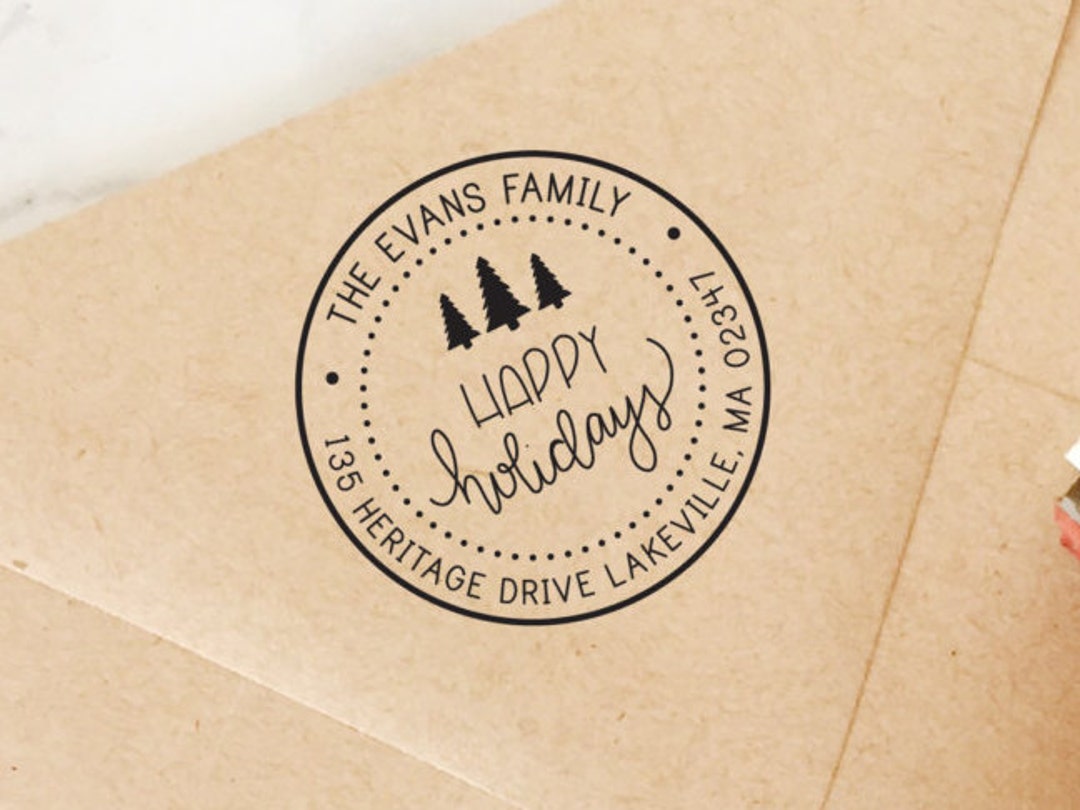 Return Address Stamp, Circle Address Stamp, Holiday Address Stamp ...