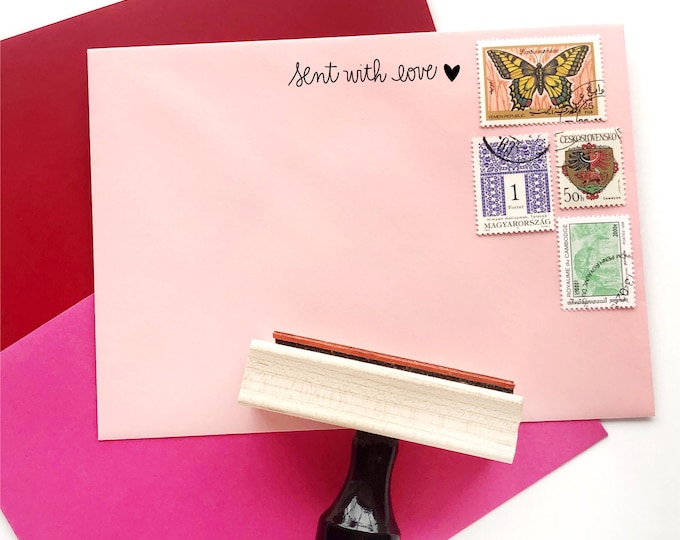 Sent With Love Stamp, Snail Mail Stamp, Valentines Stamp, Love Stamp ...
