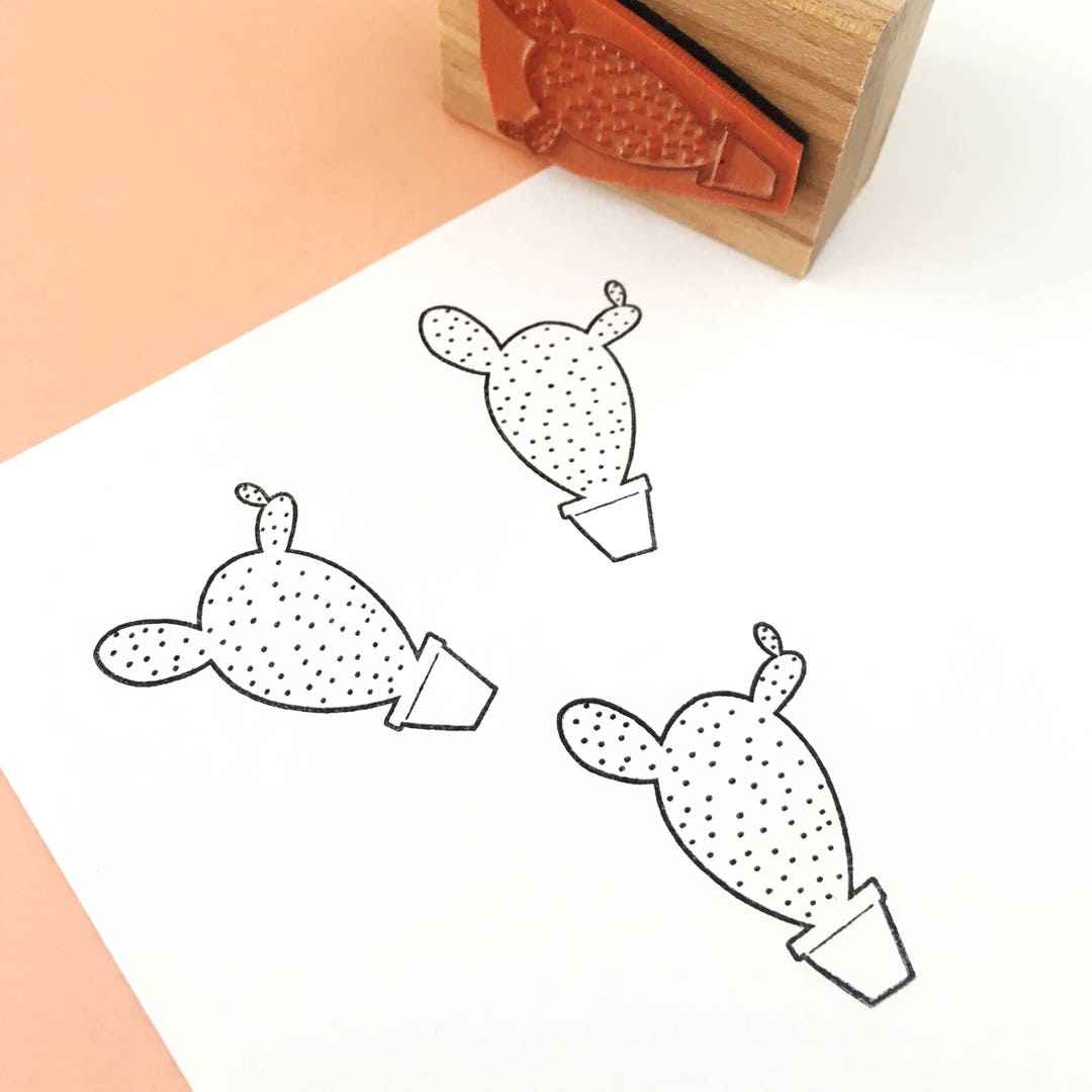 Rubber Stamp, Laser Engraved Stamp, Cactus Stamp, Prickly Pear Stamp ...