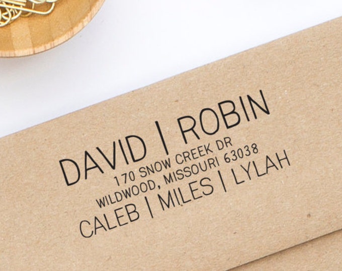 Return Address Stamp, Family Stamp, Self-inking, Wood Mounted Address ...