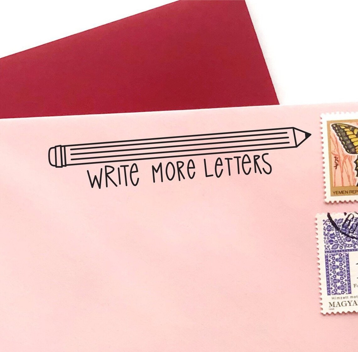 Write More Letters Rubber Stamp Snail Mail Stamp Valentines | Etsy