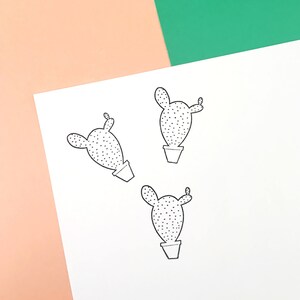 Rubber Stamp, Laser Engraved Stamp, Cactus Stamp, Prickly Pear Stamp ...