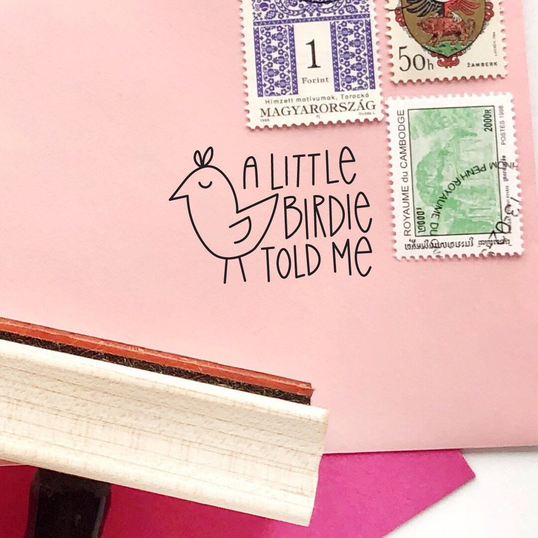 Little Birdie Told Me Stamp, Snail Mail Stamp, Valentines Stamp, Love ...