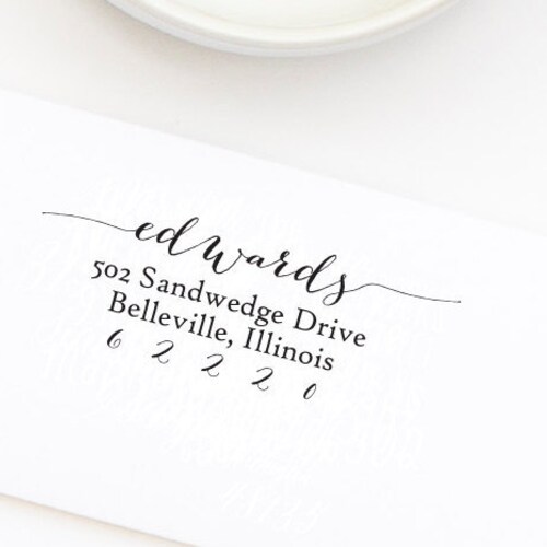 Address Stamp Script Custom Self Inking Return Address Stamp - Etsy