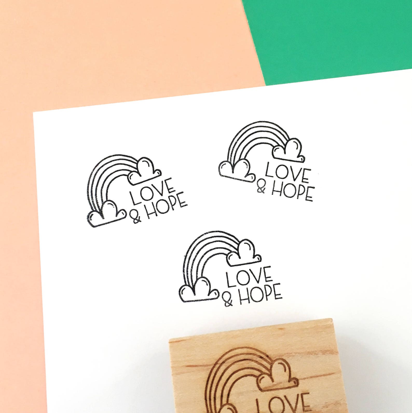 Rubber Stamp Laser Engraved Stamp Rainbow Stamp Rainbows | Etsy