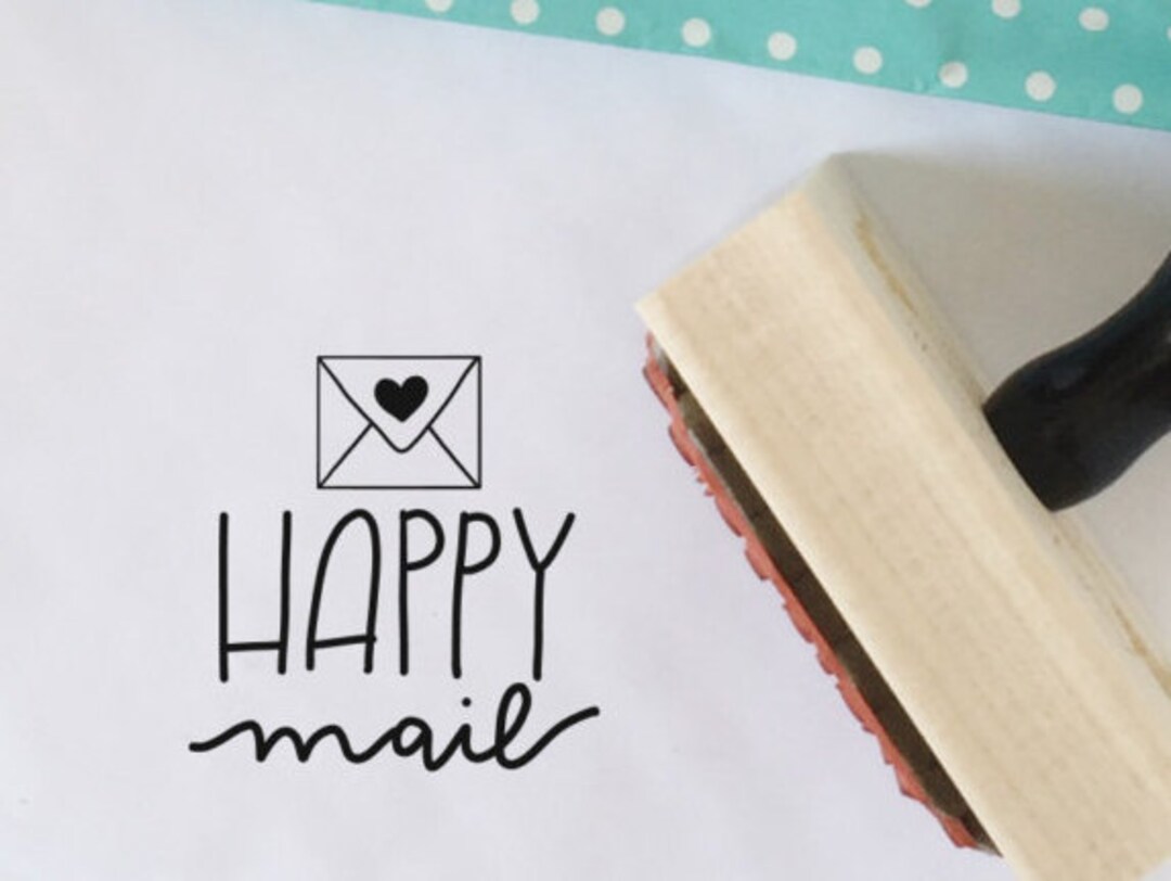 Happy Mail Stamp for Packaging and Shipping, Etsy Shop Stamp, Shipping ...