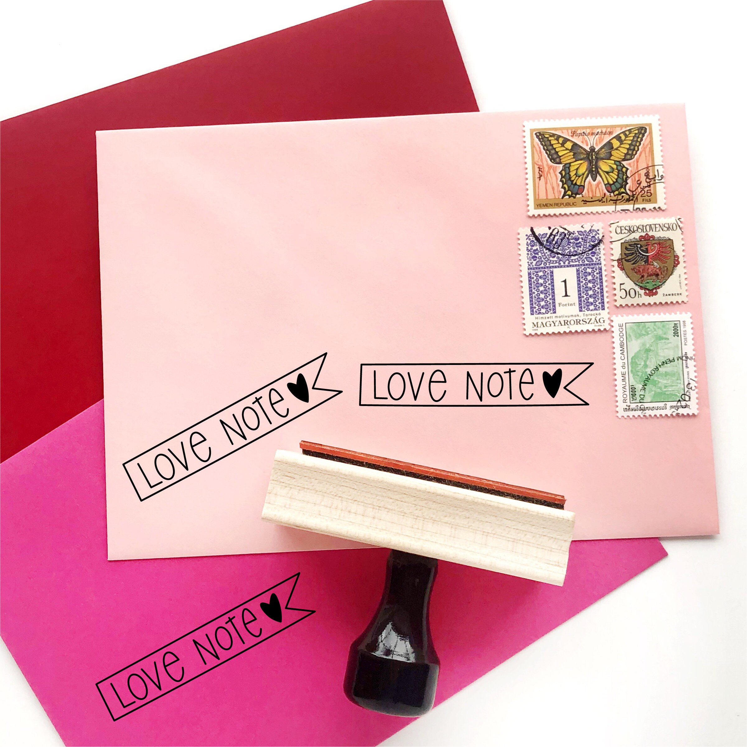 Love Note Flag Rubber Stamp Snail Mail Stamp Love Stamp | Etsy