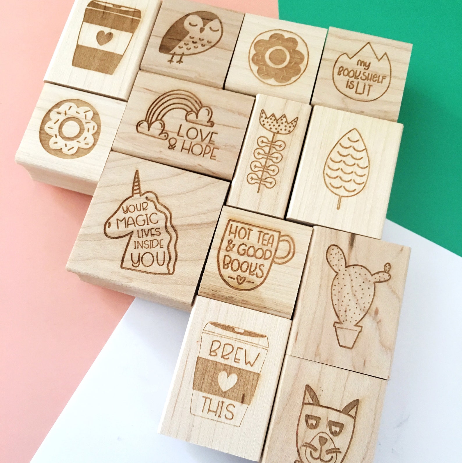 Rubber Stamp Laser Engraved Stamp Flower Stamp Mid Century - Etsy