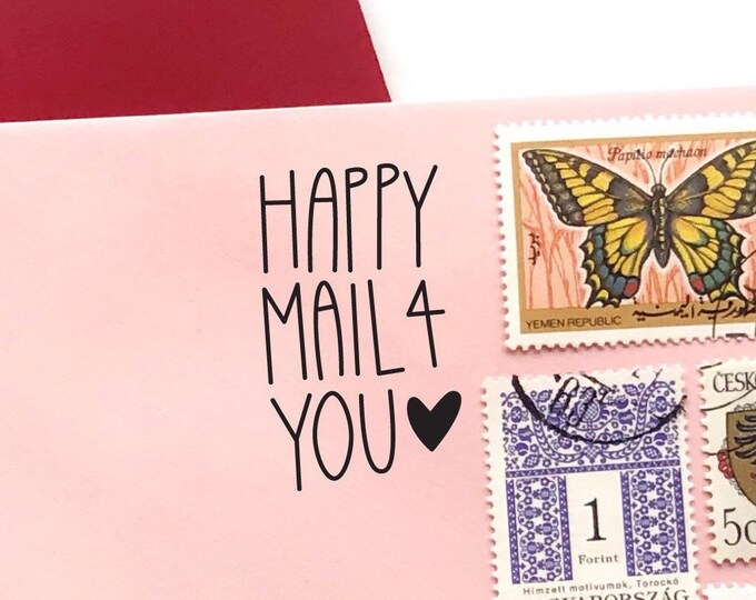 Happy Mail 4 You, Snail Mail Stamp, Valentines Stamp, Love Stamp ...
