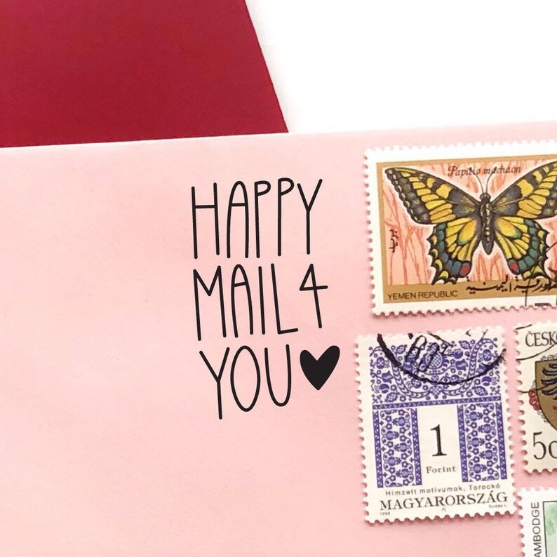 Happy Mail 4 You Snail Mail Stamp Valentines Stamp Love | Etsy