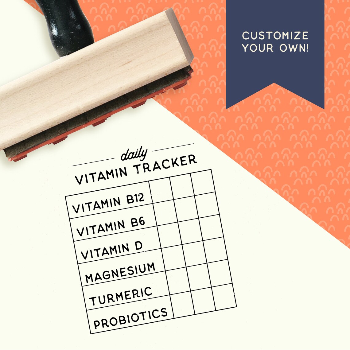 Vitamin or Medication Tracker Stamp For Bullet Journals | Etsy
