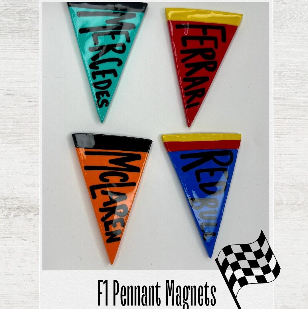 F1 Pennant Flag Magnets | Handmade Formula 1 Team Refrigerator Magnets ...