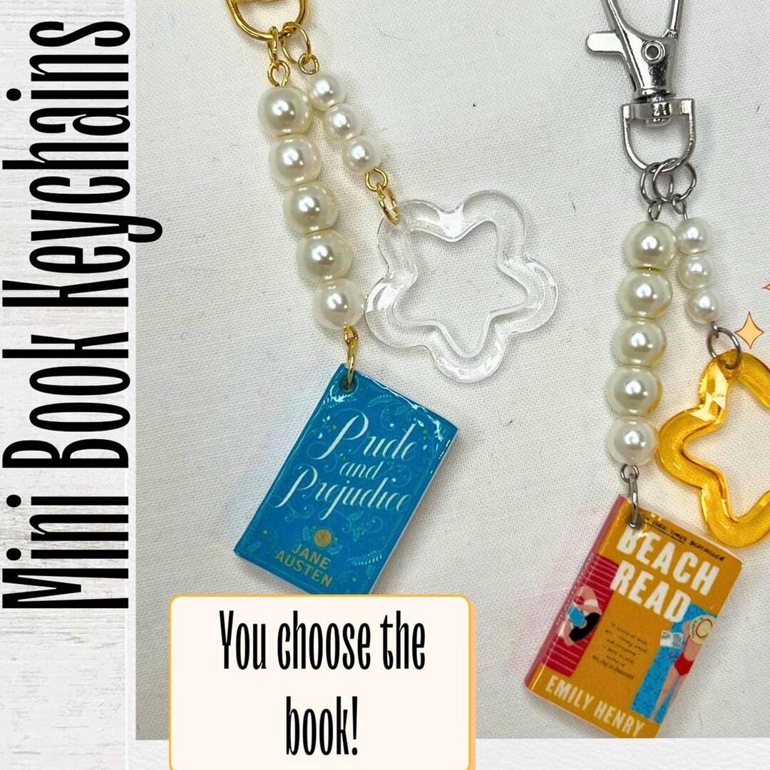 Mini Book Keychain: Custom Literary Gift, Bag Charm - Etsy