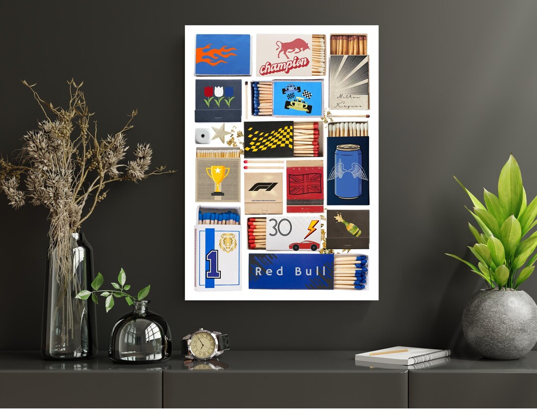Red Bull Racing Match Collage | Digital Art Print | Red Bull Minimalist ...