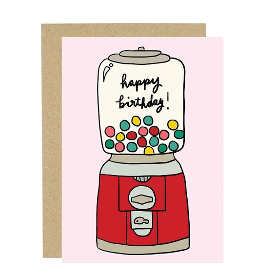Funny Birthday Card Gumball Machine Card Happy Birthday | Etsy