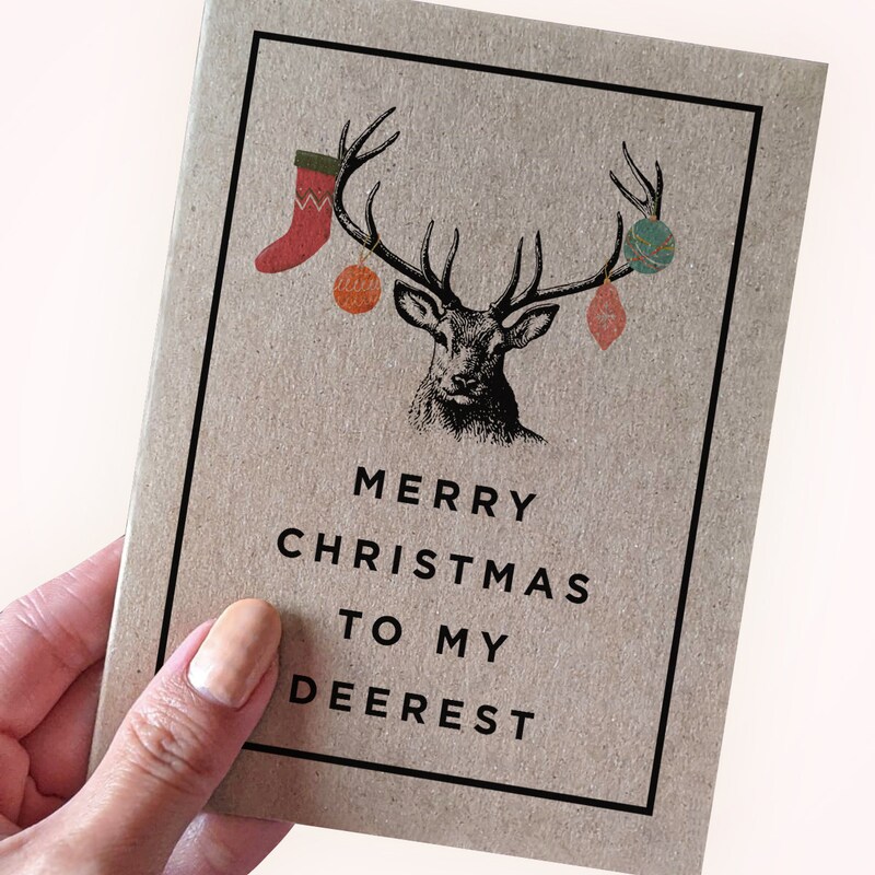 Deer Christmas Card - Etsy