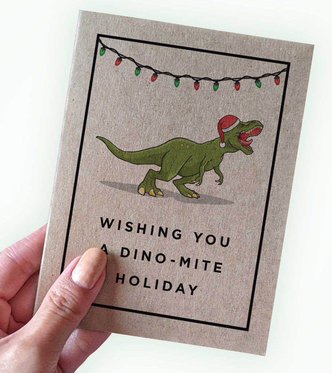 Dinosaur Christmas Card - Wishing You A Dino-mite Holiday - Grandson ...