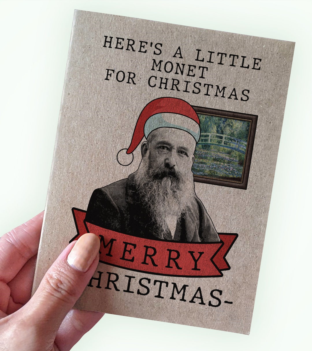 Monet Pun Christmas Card - Money Gift Pun Christmas Card - Card for ...