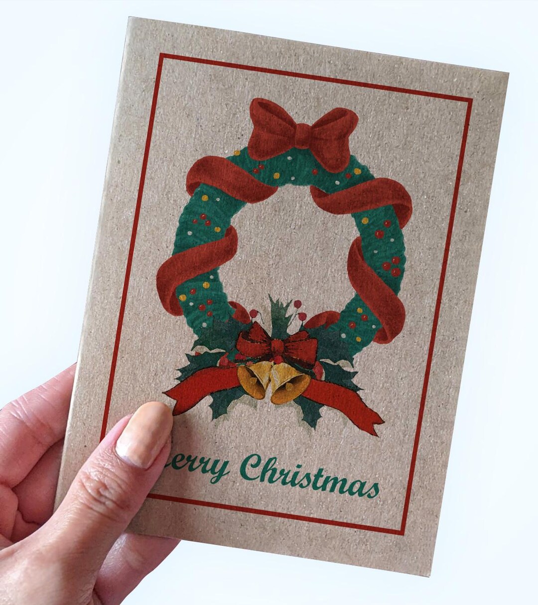 Wreath Christmas Card - Cute Christmas - Family Holiday Card - Generic ...