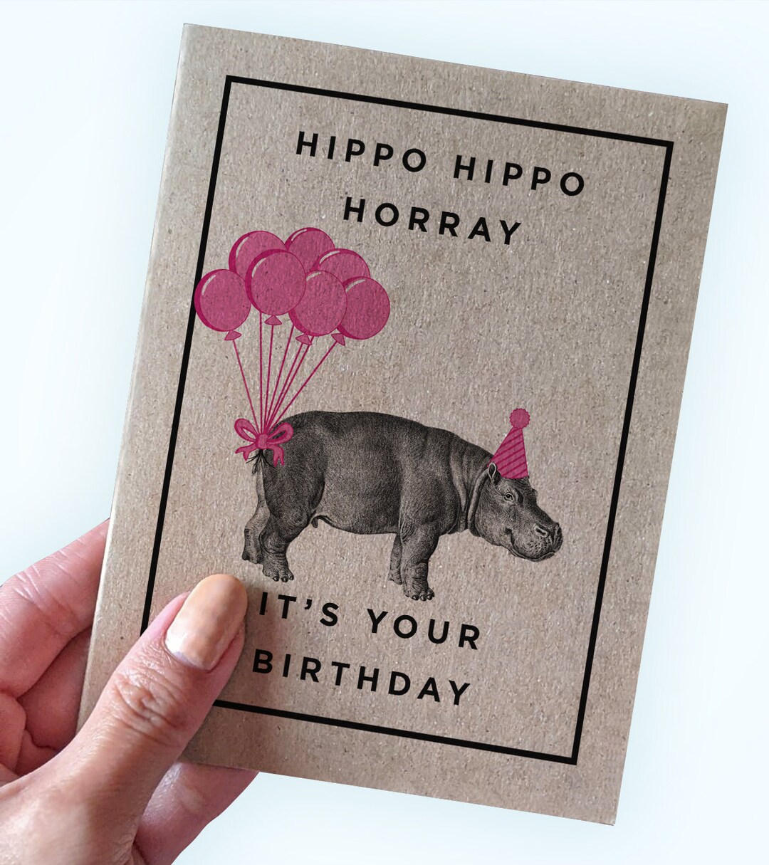 Funny Hippo Pun Birthday Card - Hippo Hippo Hurray It's Your Birthday ...