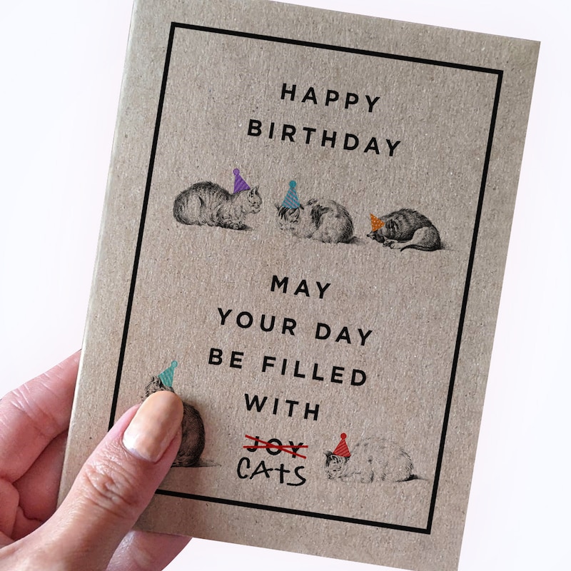 Birthday Cat Card - Etsy