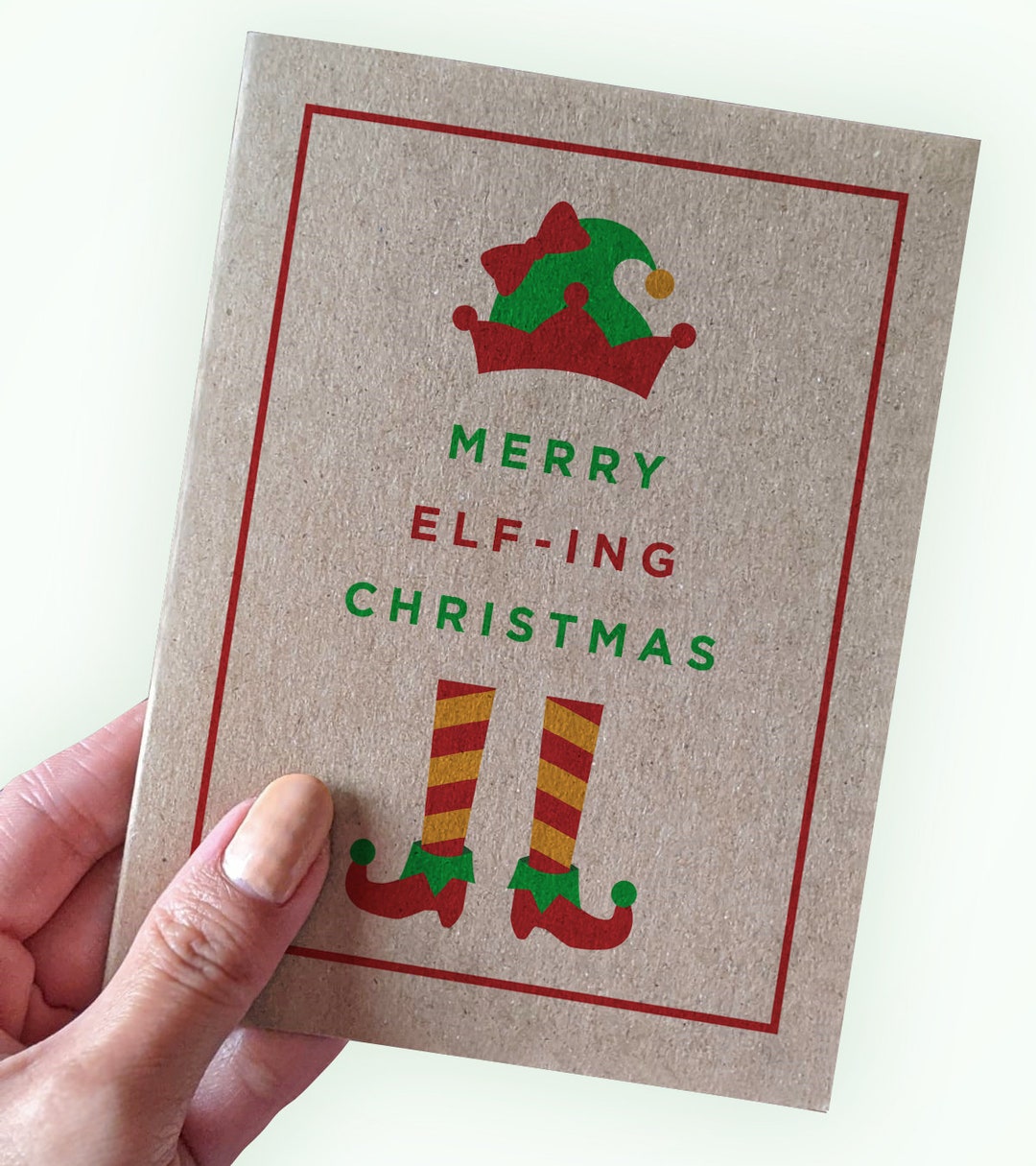 Elf Christmas Card - Merry Elf-ing - Funny Pun Holiday Card - Elf ...