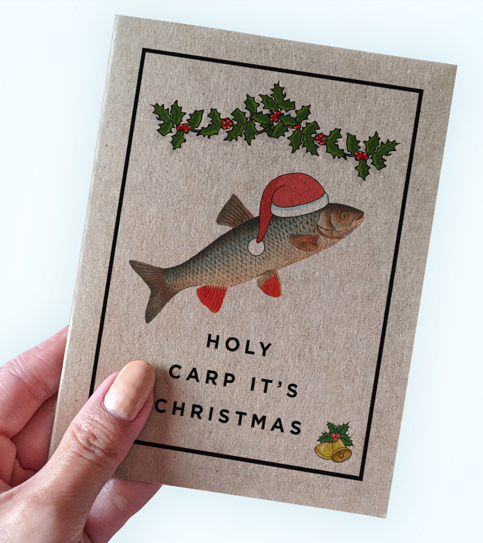 Holy Carp It's Christmas - Fish Pun Christmas Card - Christmas Card ...