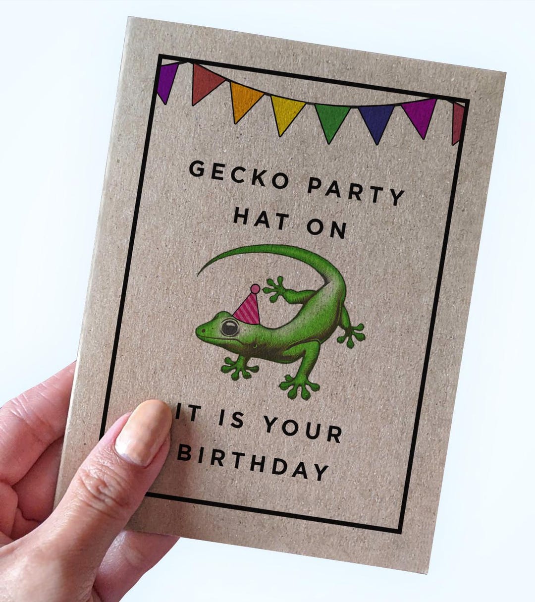 Punny Gecko Birthday Card for Friends, Gecko Party Hat on It is Your ...