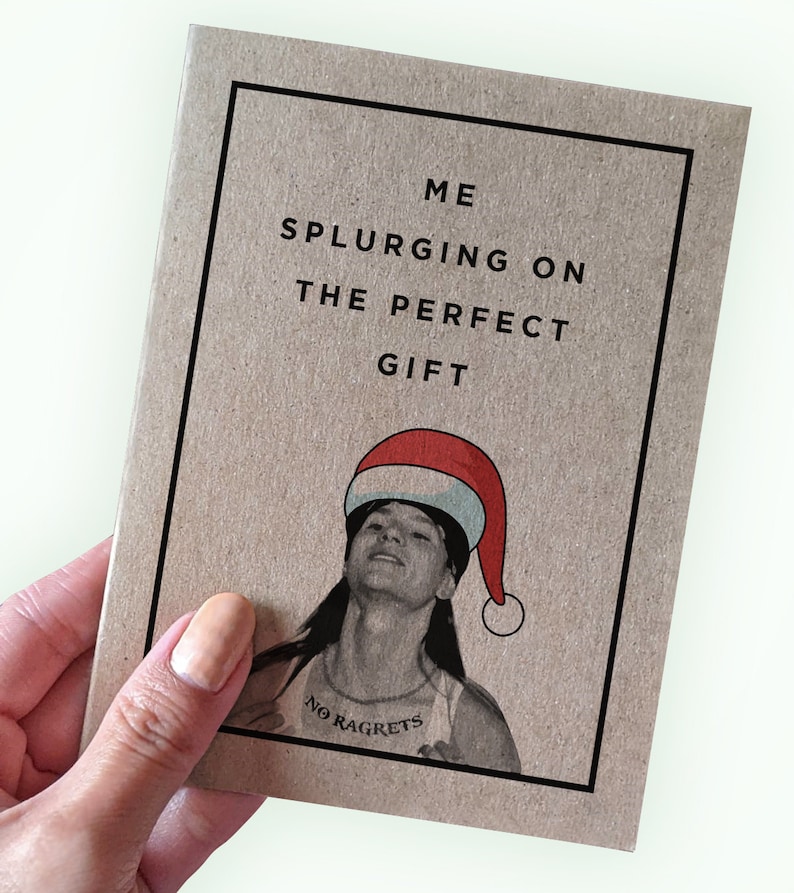 Funny No Ragrets Meme Christmas Card Me Splurging on the - Etsy