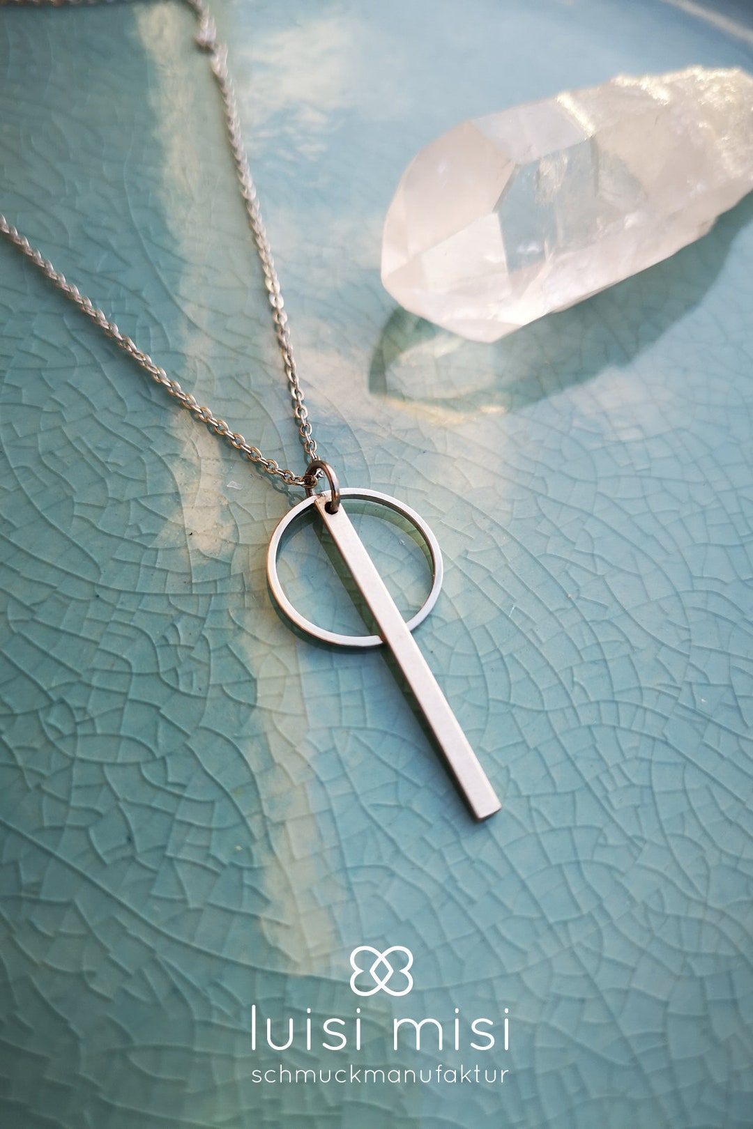 MINIMALIST Style Necklace, Circle and Bar, Minimalist STAINLESS STEEL ...