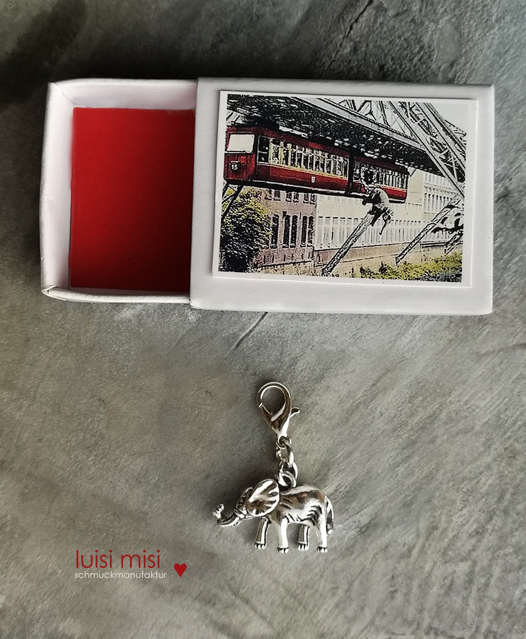 Elephant Charm With Box "wuppertal Tuffi Jumps Into the Wupper" - Etsy