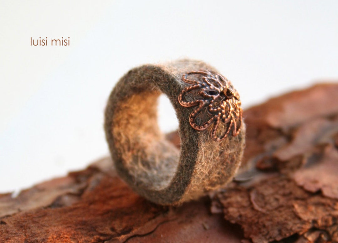 Felt Ring With Copper Flower - Etsy