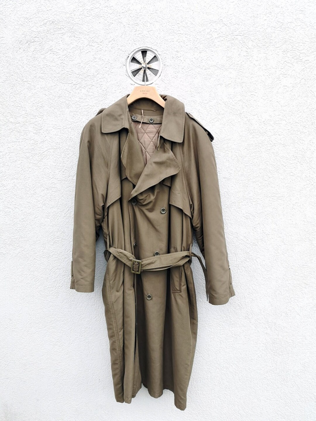 Vintage 80s Military Style Trenchcoat Size 54 Army Green Double ...